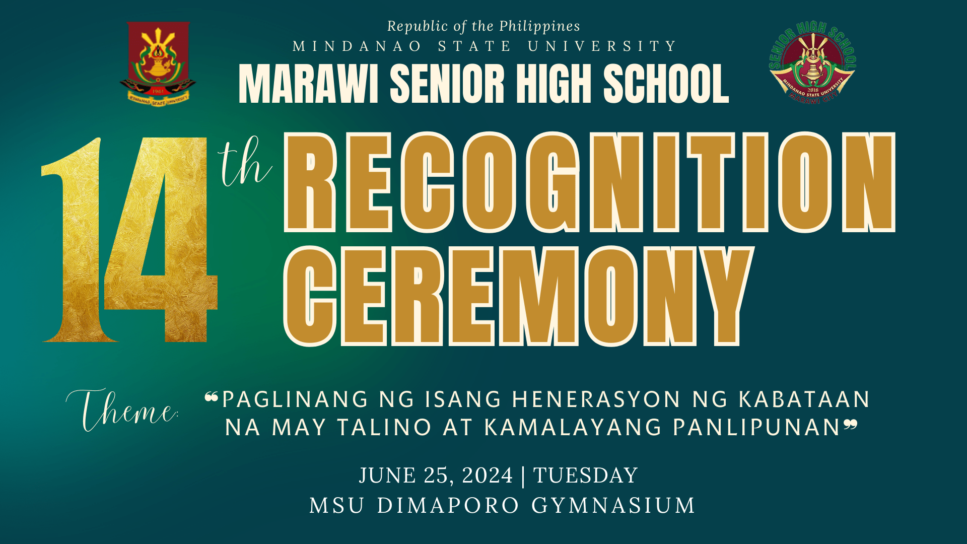 Marawi Senior High School 14th Recognition Ceremony - MSU Main Campus ...